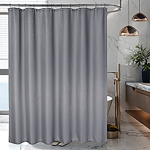 GlowSol Shower Curtain Waffle Weave Fabric Shower Curtain for Bathroom Water-Proof Shower Curtain with Grommet Grey Bathtubs Curtain 72"×78"