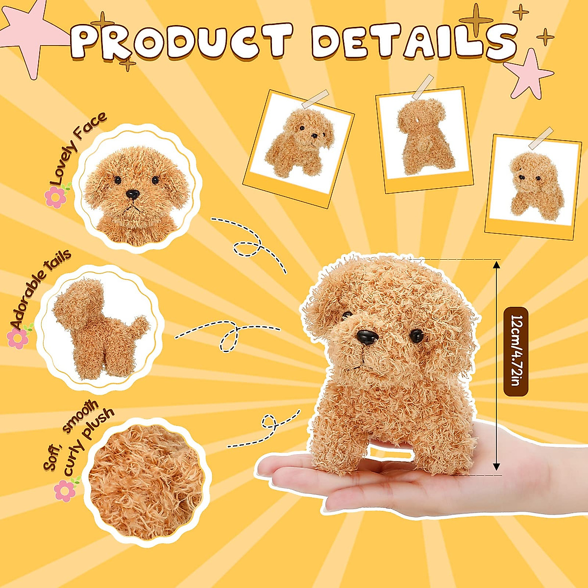 HyDren 30 Pcs Puppy Dogs Stuffed Animals Bulk Mini Dog Plush Soft Puppy Fluffy Stuffed Animal Dog for Kids Baby Girls Boys Birthday Gifts(Light Brown)