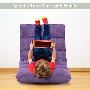 S AFSTAR Adjustable Aluminum Lounge Chair, Tender Violet, Foam and Coral Fleece Upholstery, 14 Positions, 35.5"W x 29"D x 31"H