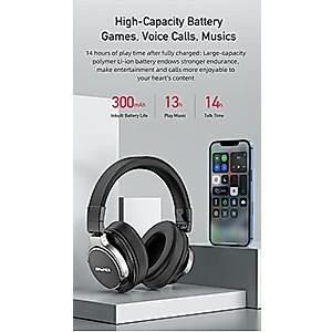 AWEI A710BL ANC Active Noise Cancelling Headphones Bluetooth 5.0, Stereo Headphones, Wireless and Wired Switching at Will, Stereo High Sound Quality, Shocking Bass Effect, Clear Calls (Black)
