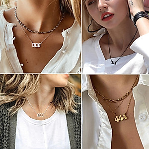 FindChic Dainty Black Angel Number Necklace for Women Men Stainless Steel Numberal 999 Pendant Jewelry Gift for Daughter Mom Wife Girlfriend