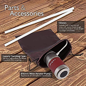 NutriChef Wine Dispenser, Automatic Electric Wine Aerator Pourer w/ Metal Decanter Spout for Red and White Wine Small