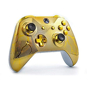 MODDEDZONE Custom MODDED Wireless Controller for Xbox One S/X and PC - With Unique Smart Mods - Best For First Person Shooter Games - Handcrafted by Experts in USA with Unique Design (Gold Thunder)
