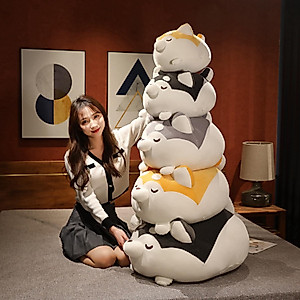 TONGSONG Plush Husky Stuffed Animal Husky Dog Hugging Pillow Cuddly Husky Plushies Dog Toy Husky Huggable Anime Husky Gifts for Kids and Lovers in Birthday, Valentines (Gray, 20 Inch)