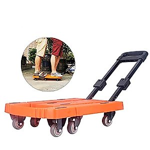 Portable Folding Handcart Folding Trolleys Portable Cargo Handling Car Push Hand Truck Folding for Easy Storage and 360 Degree Swivel Wheels Multi Function Folding Handcart