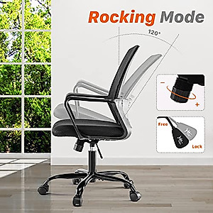 Office Chair - Mid Back Home Office Desk Chairs, Adjustable Height, Breathable Mesh
