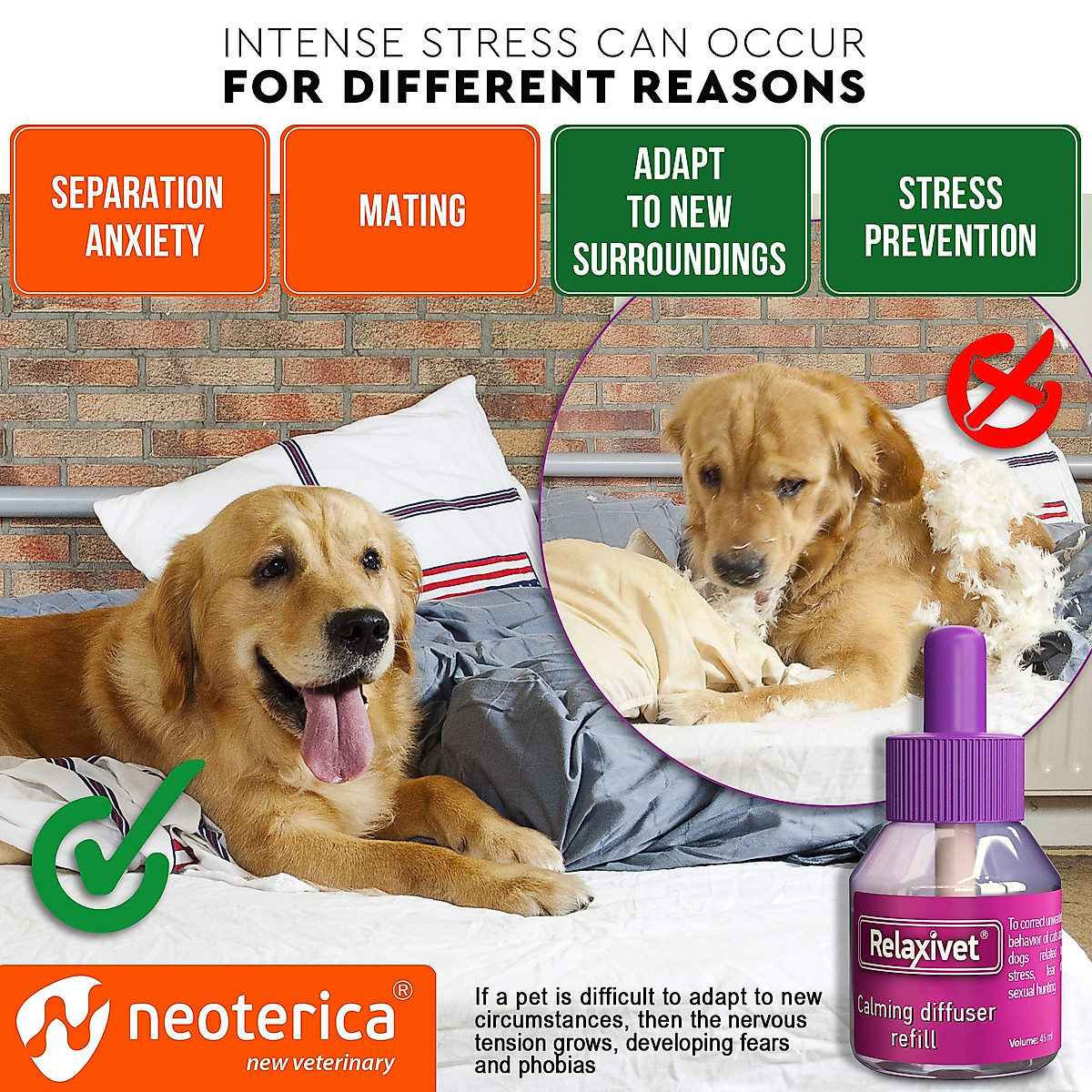 Calming Diffuser Kit for Dogs & Puppy - Pet Separation Anxiety Relief & Calm Pheromones Plug - Anti Stress Treatment Help with Fireworks, Aggression, Fighting & Other Problematic Behaviors