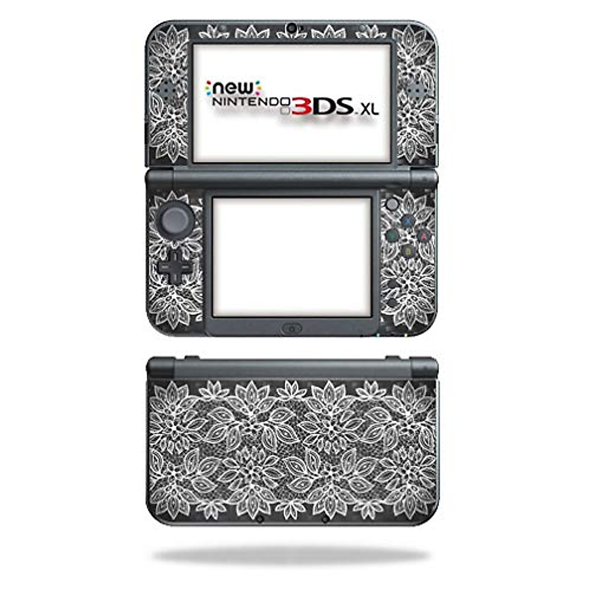 MightySkins Carbon Fiber Skin for Nintendo New 3DS XL (2015) - Floral Lace | Protective, Durable Textured Carbon Fiber Finish | Easy to Apply, Remove, and Change Styles | Made in The USA