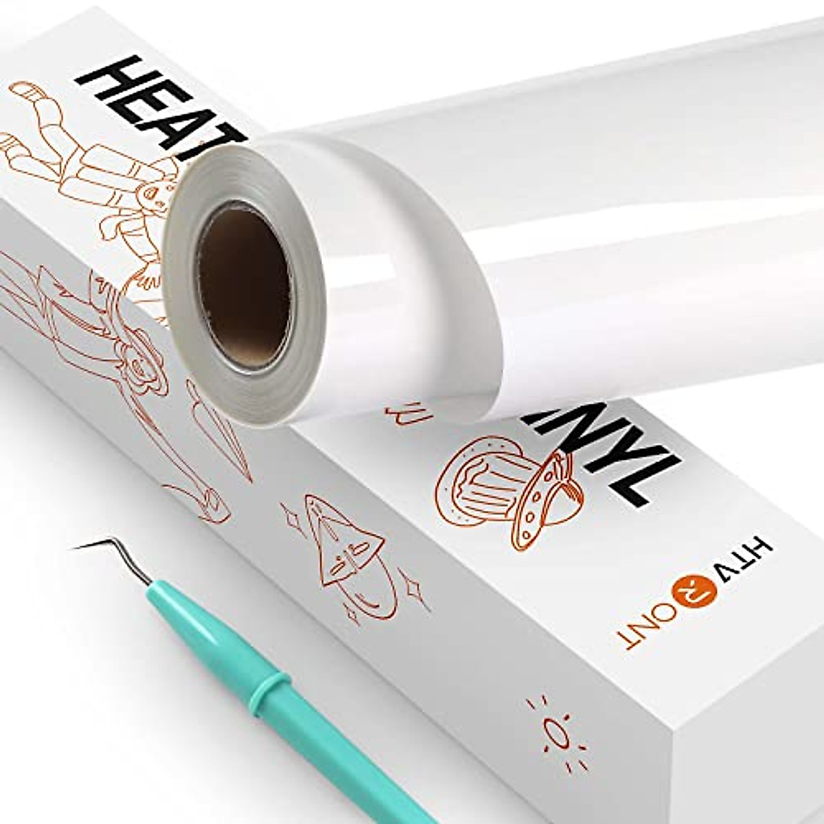 HTVRONT White HTV Heat Transfer Vinyl Roll - 12" x 40ft White Iron on Vinyl for Shirts - Easy to Cut & Weed HTV Vinyl for Clothes