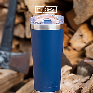 MyBevi Classic Premium Stainless Steel Tumbler with 12-Hour Temperature Control, Tritan Lid, and BPA-Free Construction | Navy Blue, 26 oz