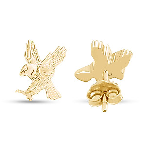 Eagle Stud Earrings In 14k Yellow Gold Over Sterling Silver