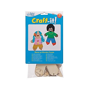 Baker Ross AT180 Decorative Wooden People - Pack Of 6, Stand Up Ornament, Great For Christmas Arts And Crafts Projects, Ideal Home, School And Craft Group Activity