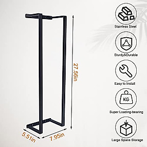 27.6'' Towel Rack, Stainless Steel Wall Mounted Towel Racks for Bathroom, Extra Long Towel Storage, Bath Towel Holder with Accessory Kit for Rolled Towel, Washcloths, Can Be Drilling or Not, Black