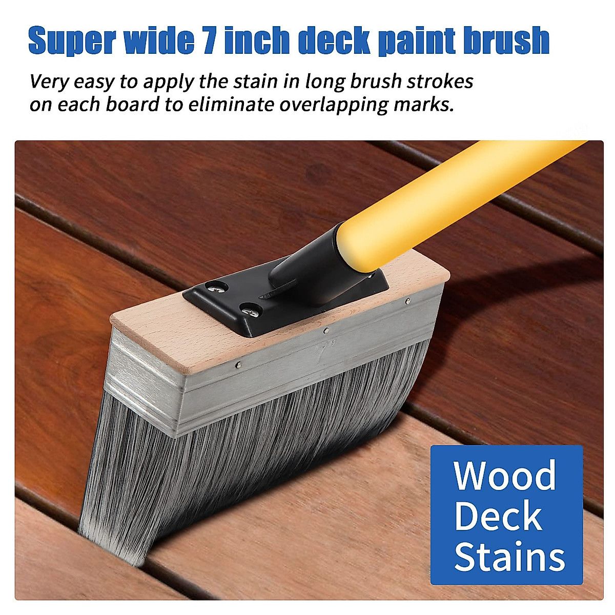 Deck Stain Brush Applicator - 7-inch Deck Paint Brushes for Applying Stains, Paints, Sealers for Brick Concrete Walls - Heavy-Duty Outdoor Deck Oil Staining Brush for Wood Fence
