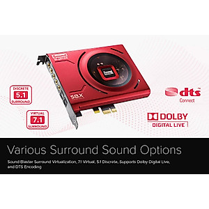 Creative Sound Blaster Z SE Internal PCI-e Gaming Sound Card and DAC, 24-bit / 192 kHz, 116 dB SNR, ASIO, 600Ω Headphones Amp, Mic EQ, Discrete 5.1 / Virtual 7.1, Supports Dolby Digital Live, DTS