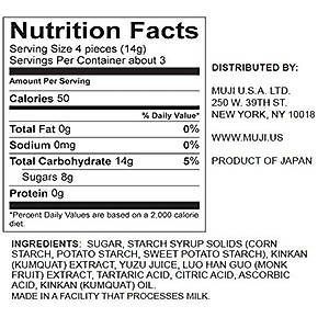 Muji Candy Yuzu & Kinkan 38g Each 5 Packs