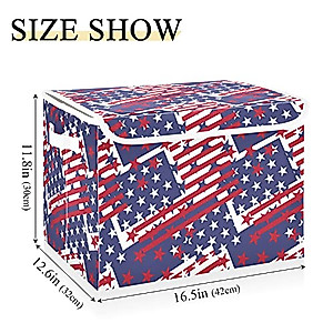 Patriotic Storage Bins for Closet, Collapsible Storage Baskets with Lids and Handles for Shelves Closet Home Decor