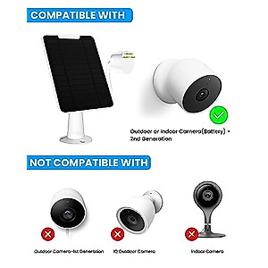 Solar Panel Charger Compatible with Google Nest Camera Outdoor & Indoor (Battery Version), 5W Solar Power for Google Nest Cam, IP65 Weatherproof, w/Secure Wall Mount & Screwdriver, 13ft Cable, 4 Pack