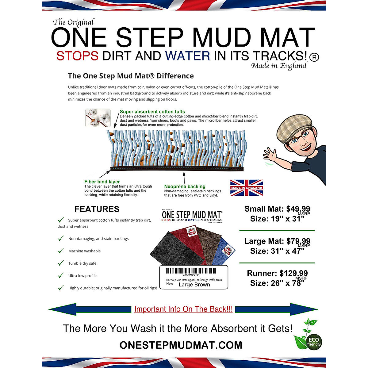 one Step mud mat one Step mud mat one Step mud mat one Step mud mat One Step mud mat (Large, Red)