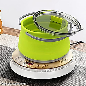 Folding Saucepan, Camp Cookware Hiking Silicone Folding Saucepan Water Kettle With Lid Cookware Travel Camping Pot(Blue)