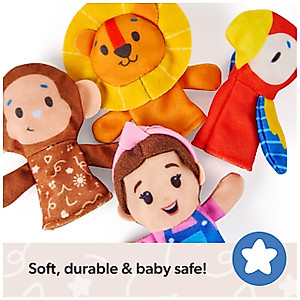 Ms. Rachel Finger Puppets Zoo Friends 4-Pack, Lion, Monkey & Parrot, Educational Toys & Animal Puppets, Toddler Toys for Girls & Boys Ages 6 Months-2+