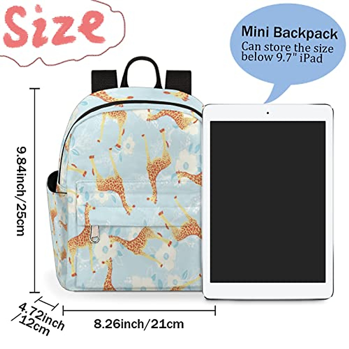 Giraffe Flower Mini Backpack Purse for Women, Animal Giraffe Small Fashion Daypack, Casual Lightweight Bag