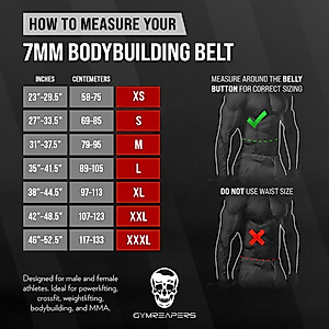 Gymreapers Weight Lifting Belt - 7MM Heavy Duty Pro Leather Belt with Adjustable Buckle - Stabilizing Lower Back Support 4 Inches Wide For Weightlifting, Bodybuilding, Cross Training (Black, Large)