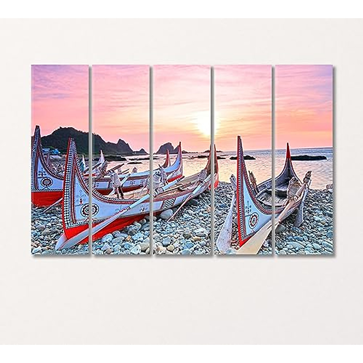 Canoe on the Sea Coast Thailand Canvas Print 3 Panels / 36x24 inches