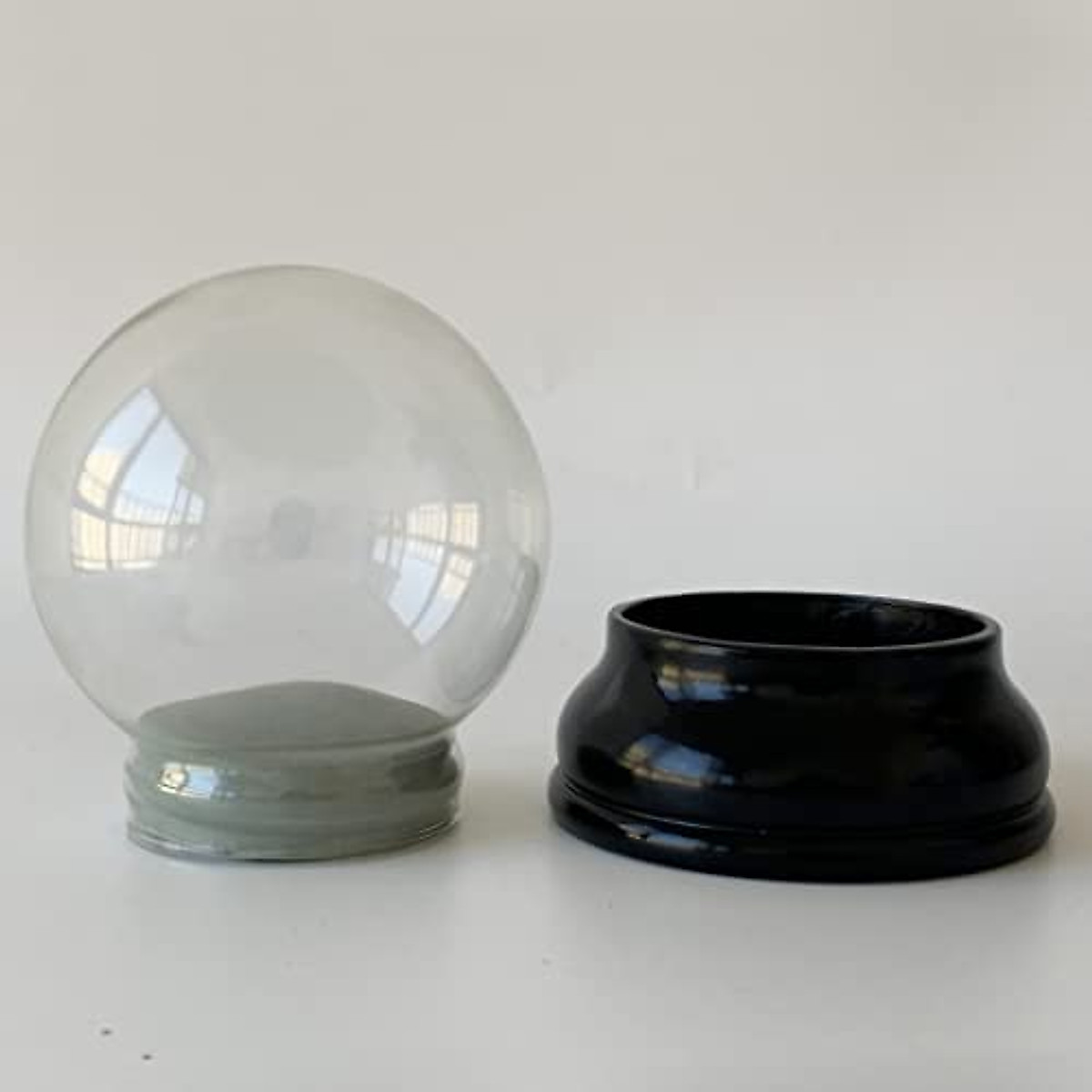 GECKODODO Clear DIY Empty Snow Globe kit Glass Water Globe Jar with Resin Base -3.9 Inch Diameter