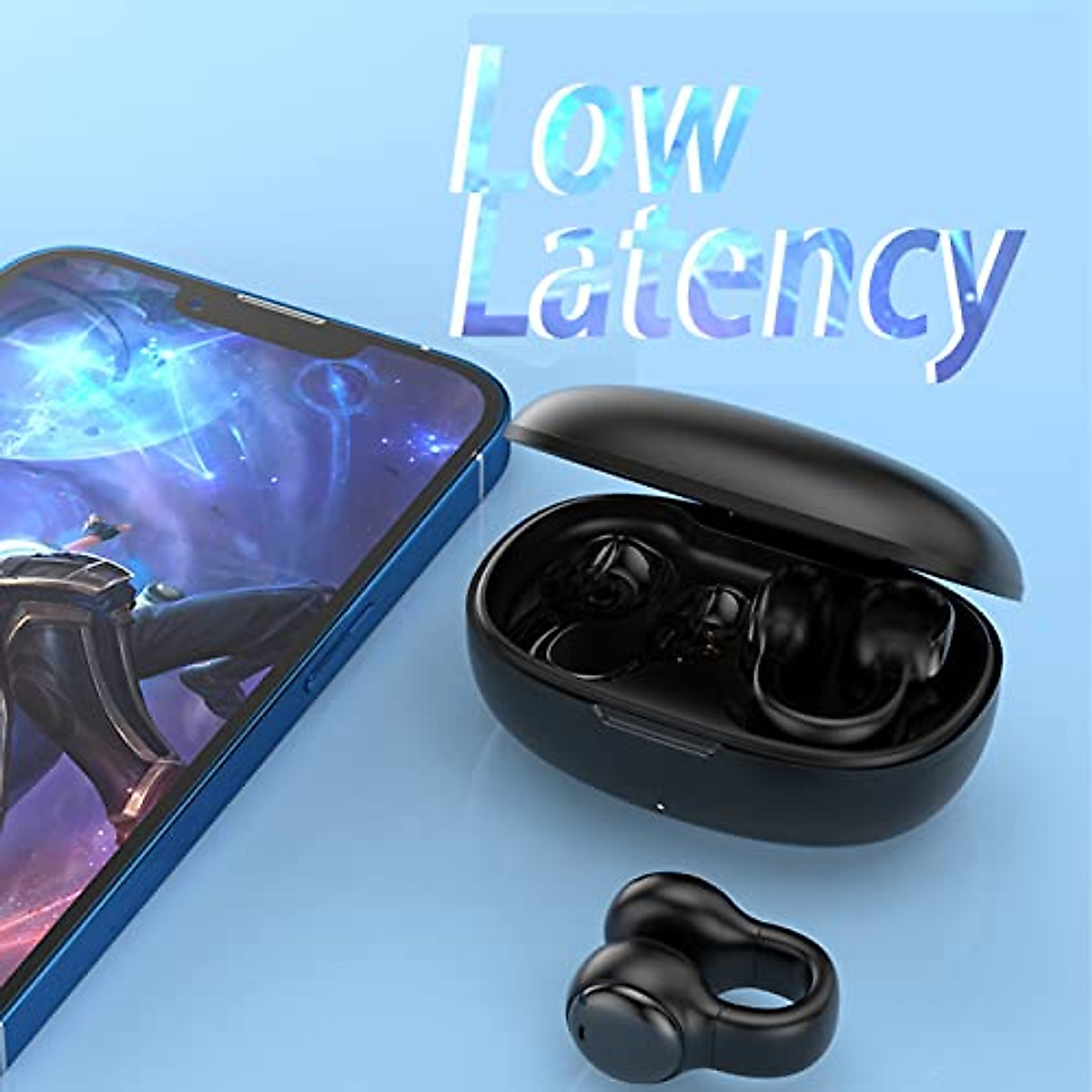 Wireless Ear Clip Earbuds Bluetooth Open Ear HiFi Stereo Sound Waterproof Bluetooth Bone Conduction Earbuds Long Battery Life for Cycling，Driving，Working