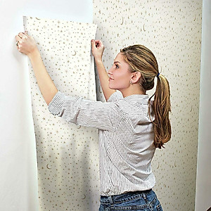 RoomMates RMK10850WP Metallic Gold Twinkle Little Star Peel and Stick Wallpaper 20.5" x 16.5 feet