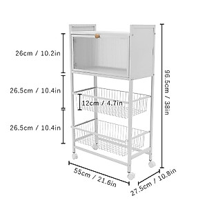 HuaShuani Kitchen Storage Rack, Bread Rack Coffee Station Microwave Rack Storage Rack Kitchen Cart, 4 Level Kitchen Drain Rack, Cutlery, Wine, POTS and Pans, 4 Universal Wheels (White)