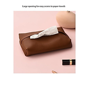 Stylish Tissue Box Pu Tissue Organizer Rectangle Napkin Dispenser and Stylish Home Napkin Holder for Vanity Bedroom Dressers Tables Gifts Modern Tissue Box (Color : Brown)