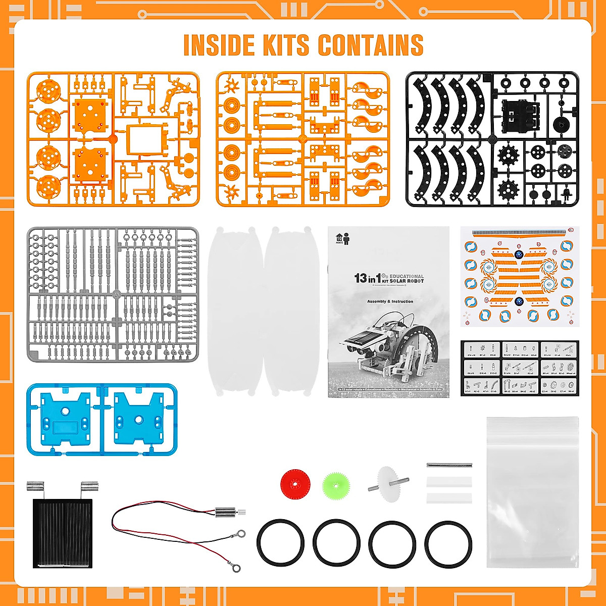 Rcovasc 13-in-1 STEM Solar Robot Kit Toys Gifts for Age 8 9 10 11 12 Years Old, Educational Building Science Experiment DIY Set Birthday Gifts for Boys Girls Kids Teens