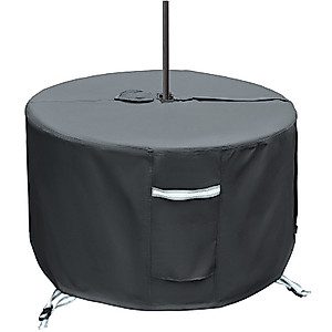 TOHONFOO Round Patio Table Cover with Umbrella Hole - 50" Dia x 23" H (Cover Size，NOT Table Size) Heavy Duty Waterproof 600D Oxford Fabric Outdoor Lawn Patio Furniture Covers