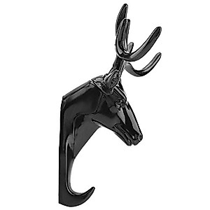 Hanger Rack Deer Hook, Deer Hook Holder, Wall Mount Plastic Antler Hook for Living Room Wall Decoration Home Room Decor Bathroom(Black)