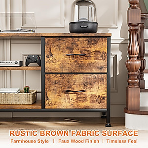 Lulive Dresser TV Stand, Wide Dressers & Chests of Drawers with Charging Station & 4 Drawers Storage for 50 inch TV, Media Console Sofa Table for Bedroom, Living Room (Rustic Brown)