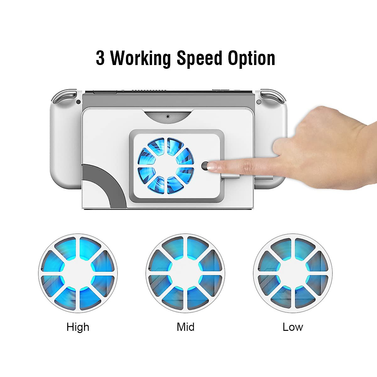 ElecGear Cooling Fan for Nintendo Switch OLED Dock, 3 Speed Replacement Back Cover for Switch New Dock, USB Powered Cooler with LED Lighting