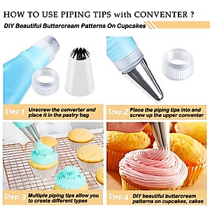 12PCS Large Piping Tips Set, Stainless Steel frosting tips with Reusable Pastry Bag, Cake Decorating Tips Set for DIY Pastry Dough, Cookie, Cupcake, Cake