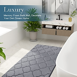 OLANLY Memory Foam Bath Mat Rug 30x20, Soft and Absorbent Bathroom Rugs, Non-Slip, Comfortable, Machine Washable Bath Carpet for Bathroom Floor, Tub, Shower and Home Decor Accessories, Dark Grey