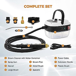 BEAMNOVA 2500W Car Steamer for Auto Detailing High Pressure Handheld Steam Cleaner with Water Tank Portable Electric Steam Cleaning Machine Home Use Kitchen Floors Tools