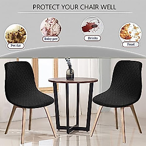 KCCRHIN Waterproof Shell Chair Covers Set of 1/2/4/6 Mid Century Modern Style Chair Cover Leisure Bar Seat Cover Washable Removable Chair Protector for Bar Kitchen Hotel Dinning Room,Black 1pcs