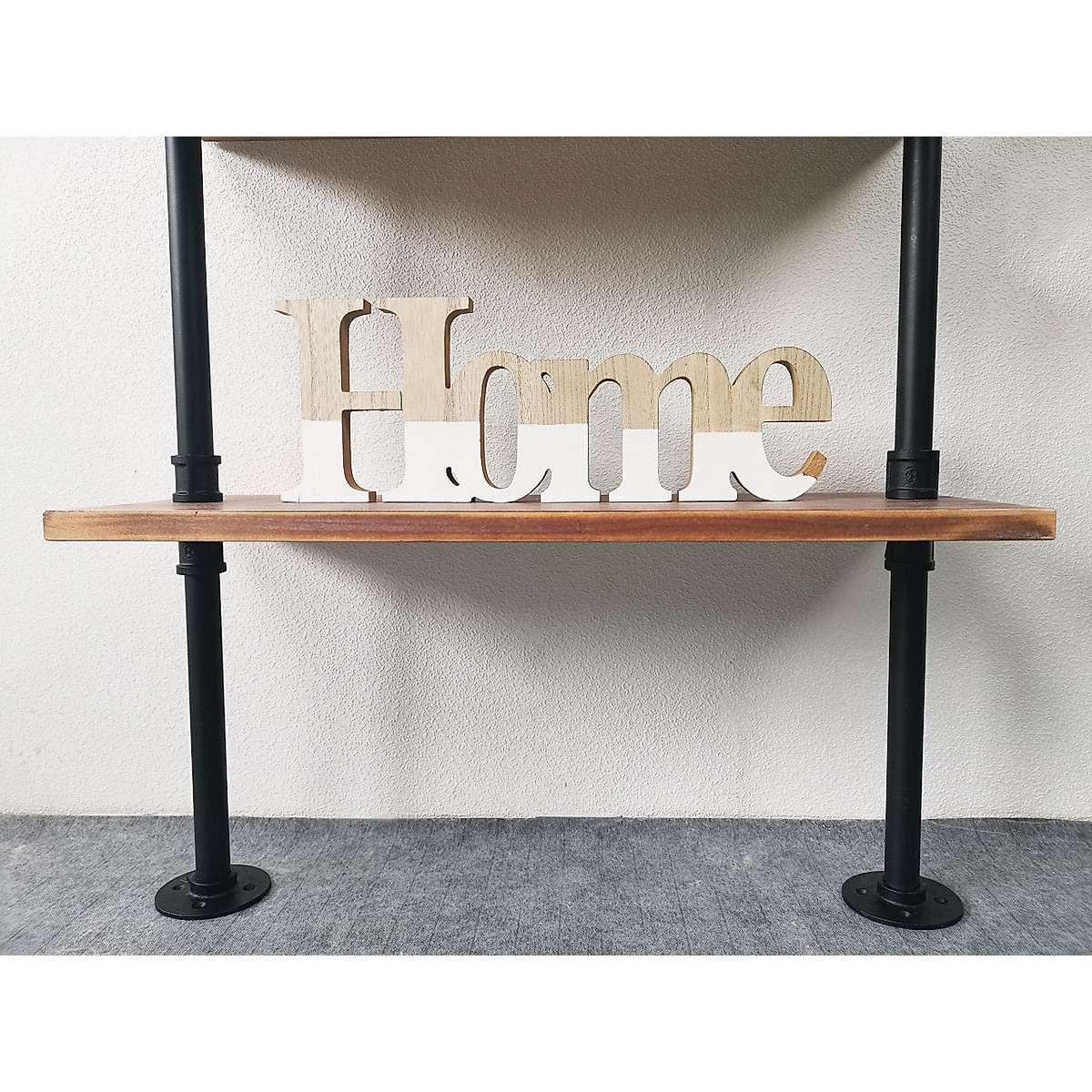 Anynice Industrial Ladder Pipe Shelves, Wall Mounted Rustic Bookshelf, Retro Metal Wood Bookcases (Weathered Brown, 6 Tier - 10" D x 24" W x 82.5" H)