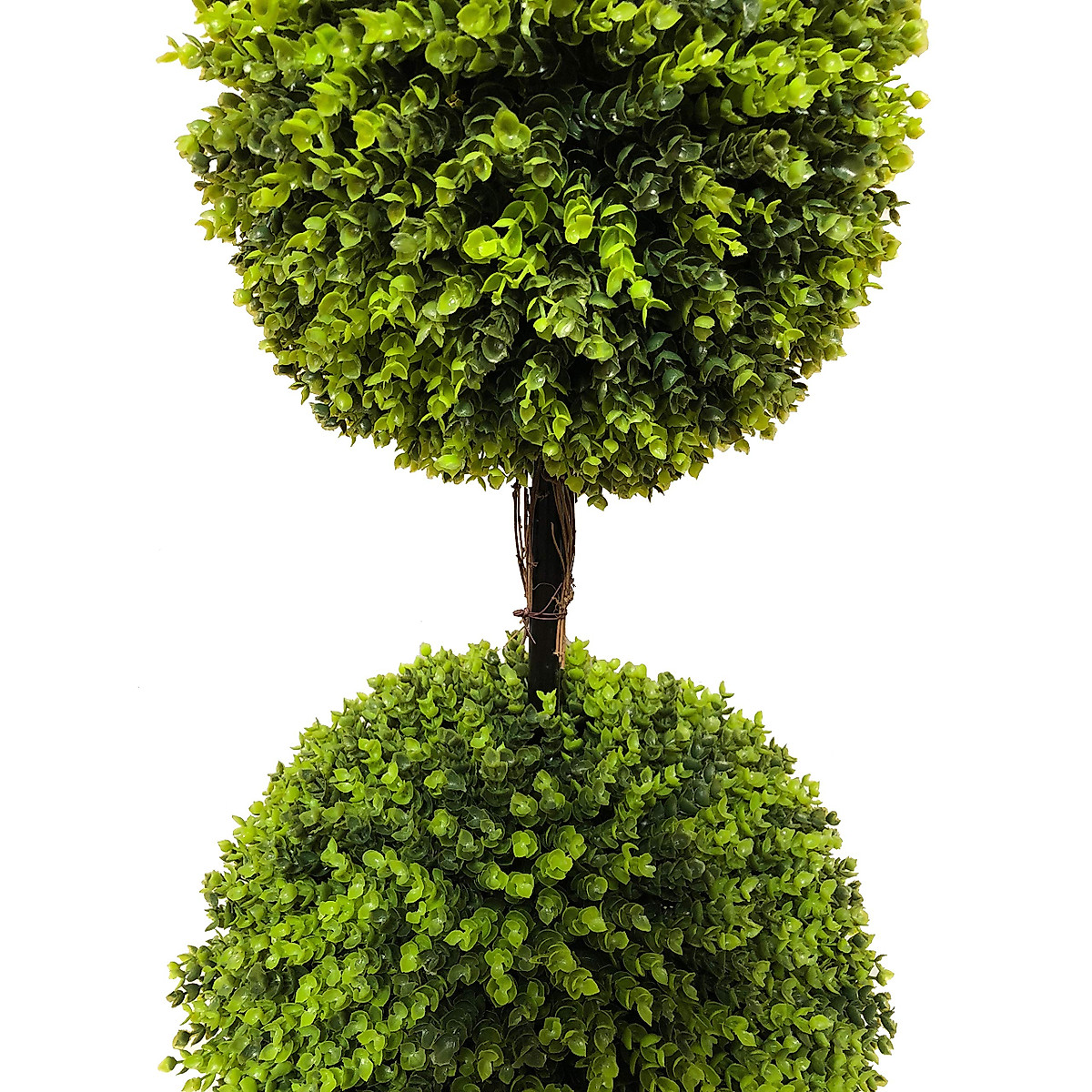 AMERIQUE Gorgeous 5 Feet Dense Triple Ball-Shaped Boxwood Topiary Artificial Tree Silk Plant, with Decorative Pot, Feel Real Technology, Super Quality, Green