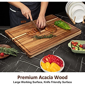 24 x 18 Inch Large Acacia Wood Cutting Board, Reversible Wooden Butcher Block Cutting Board with Juice Groove, Carving Board for Meat, Turkey, Charcuterie