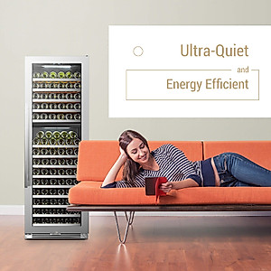 LANBOPRO Wine Cooler Refrigerator 153 Bottle Built-in Dual Zone Wine Cooler, Seamless Stainless Steel Trimmed Door, 24 Inch