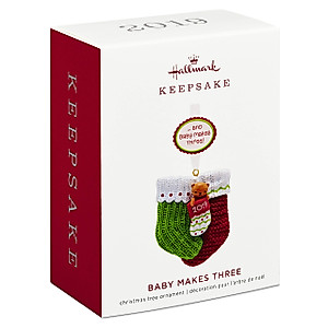 Hallmark Keepsake 2019 Year Dated Baby Makes Three First Christmas Stocking Ornament,