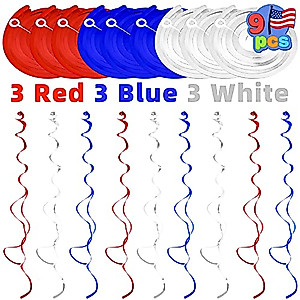 JOYIN 26 Pcs Patriotic Party Decorations of 2 American Flag Banners, 6 Star Streamers Garland and 18 Hanging Swirls for 4th of July Decor Party Supplies, Independence Day, Memorial Day Decoration