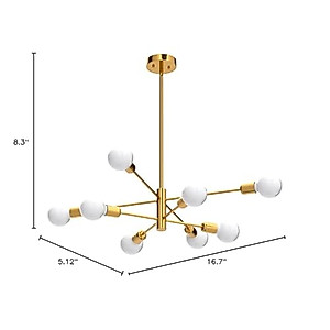Deyidn Sputnik Chandelier Modern Gold Chandelier Mid Century Ceiling Lighting Fixtures 8 Lights E26 for Living Room, Kitchen Island, Bedroom, Dining Room, and Farmhouse