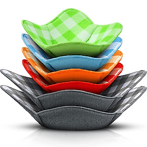 Microwave Bowl Holders Plaid Bowl Holders Hot Bowl Holder Safe Microwave Plate Holder Heat Resistant Bowl Holder for Rice Soup Pasta Bowls (Red, Blue, Green, Yellow, Gray,6 Pieces)